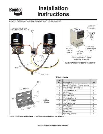 Bendix S-1280 EVERFLOW CONTINUOUS FLOW AIR DRYER MODULE Installation ...