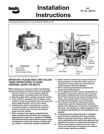 Bendix S-0302 FIELD MAINTENANCE KIT DV-2 AUTOMATIC DRAIN VALVE ...