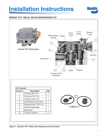 Bendix S-0515 FIELD MAINTENANCE KIT R-8 RELAY VALVE Installation ...