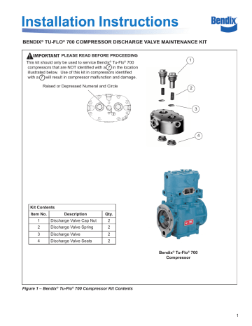 Bendix S-0812 MAINTENANCE KIT Installation Instructions | Manualzz