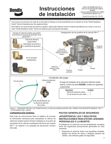BENDIX S-1499 PARKER SINGLE CHECK VALVE REPLACEMENT KIT SR-7 SPRING ...