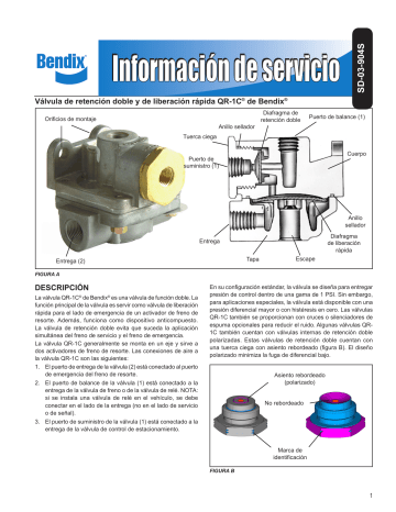 BENDIX SD-03-904 QR-1C QUICK RELEASE VALVE Manual de usuario | Manualzz