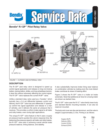 Bendix SD-03-1063 R-12P PILOT RELAY VALVE Service Data Sheet | Manualzz