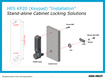 ASSA ABLOY ESH HES KP20 Slide Cabinet Lock Installation Instruction ...