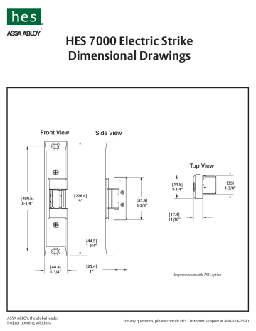 ASSA ABLOY HES 7000 Electric Strike Dimensional Drawing | Manualzz