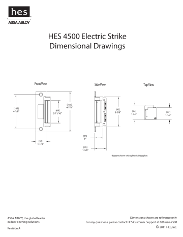 ASSA ABLOY HES 4500C Electric Strike Dimensional Drawing | Manualzz