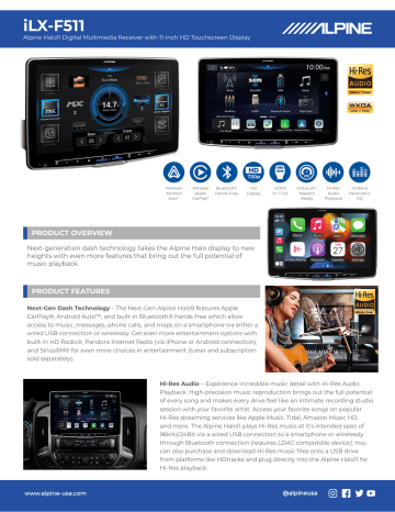 Alpine iLX-F511 Receiver Tech Sheet | Manualzz
