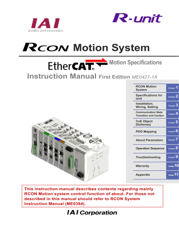 Chapter 8 Operation Sequence. IAI America RCON-EC, RCON-FU, RCON-AC ...