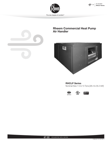 Rheem RHCLP2090CAR Commercial Air Handler Specification | Manualzz