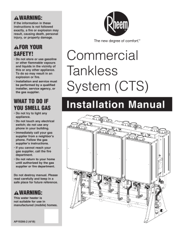 Rheem RTGH-CM95DVLN Commercial Tankless Gas Water Heater Use and Care ...