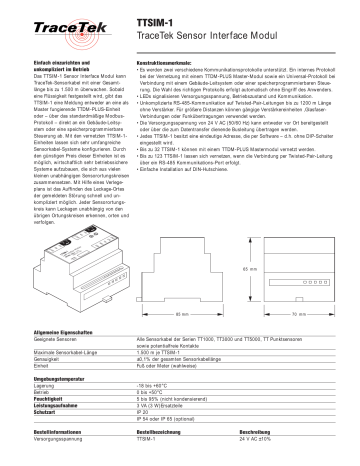 TraceTek TTSIM-1 Installation Und Betrieb | Manualzz
