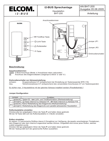 ELCOM i2-BUS BHT-200 Anleitung | Manualzz