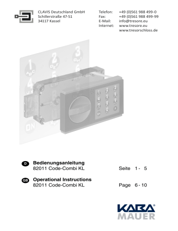 Kaba Mauer 82011 Code-Combi KL Bedienungsanleitung | Manualzz