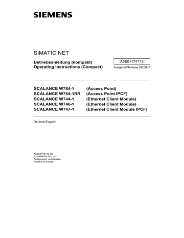 Siemens SCALANCE W747-1, SCALANCE W784-1 Betriebsanleitung | Manualzz