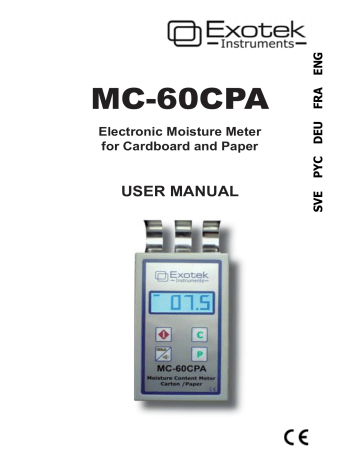 Exotek instruments MC-60CPA Anleitung | Manualzz