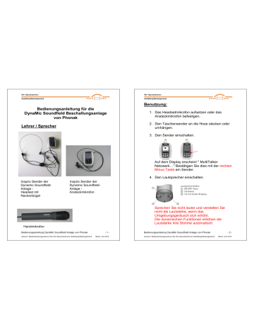 Phonak Dynamic SoundField Bedienungsanleitung | Manualzz