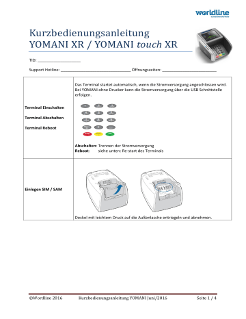 Worldline YOMANI XR Schnellstartanleitung | Manualzz