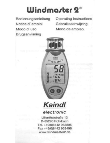 Kaindl Windmaster 2 Bedienungsanleitung | Manualzz