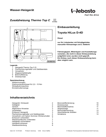 Webasto Thermo Top C Installationsanleitung | Manualzz
