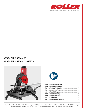 Roller Filou Cu/INOX, Filou K Betriebsanleitung | Manualzz