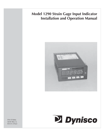 Dynisco 1290 Installation And Operation Manual | Manualzz
