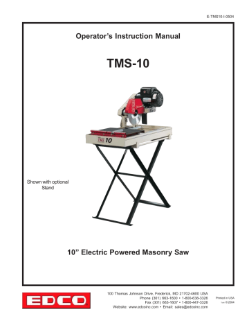 Edco TMS-10 Operator's Instruction Manual | Manualzz