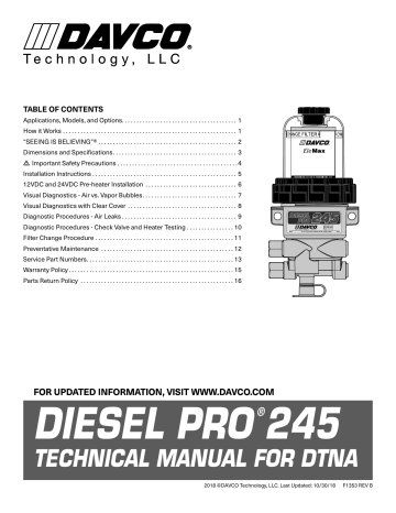 Davco DIESEL PRO 245 Technical Manual | Manualzz