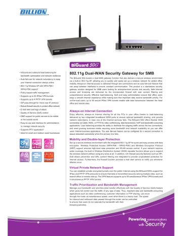 Billion BiGuard 50G Specifications | Manualzz