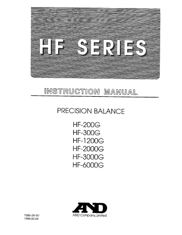 A&D HF-1200G, HF-200G, HF-3000G, HF-6000G Instruction Manual | Manualzz