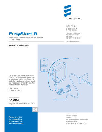 Eberspächer EasyStart R Installation Instructions Manual | Manualzz