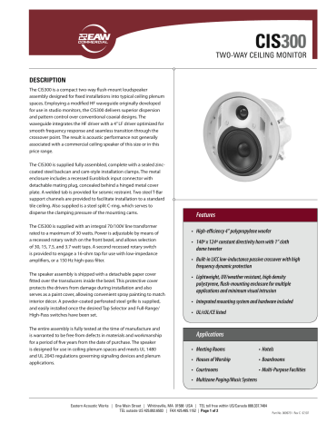 EAW CIS300 Specifications | Manualzz