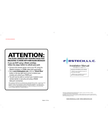 Firstech CM5000, CM5200 Installation Manual | Manualzz