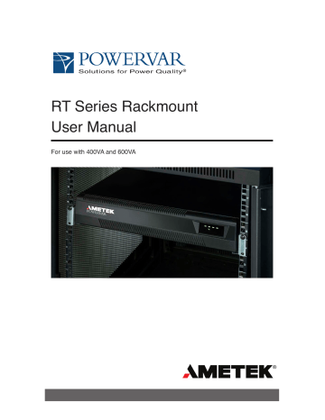 Ametek PowerVar RT Series User Manual | Manualzz