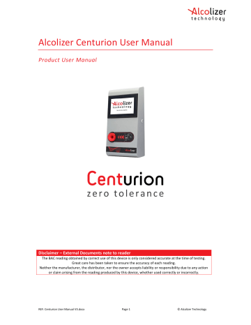 Alcolizer Centurion User Manual | Manualzz
