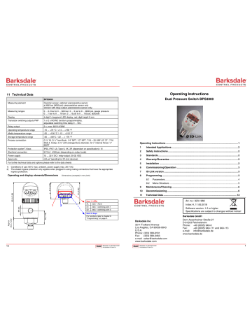 Barksdale BPS3000 Operating Instructions Manual | Manualzz