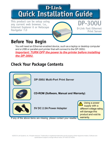 D-Link DP-300U Quick Installaion Manual | Manualzz