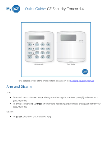 GE Security Concord 4 Quick Manual | Manualzz