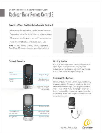Cochlear Baha remote control 2 Quick Manual | Manualzz