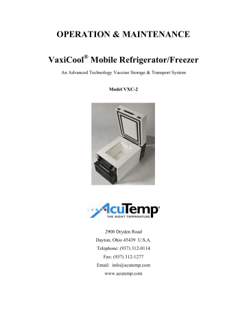 AcuTemp VaxiCool VXC-2 Operation & Maintenance Manual | Manualzz