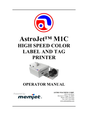 Astro Machine AstroJet M1C Operator's Manual | Manualzz