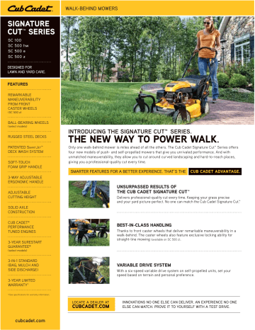Cub Cadet SC 100, SC 500 E, SC 500 hw Brochure | Manualzz