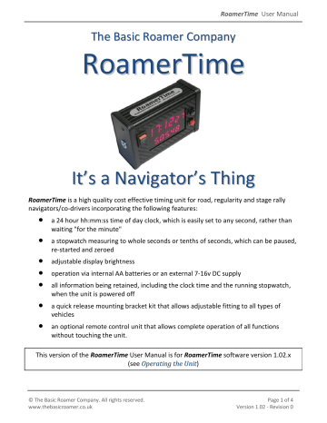 Basic Roamer Company RoamerTime User Manual | Manualzz