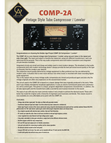 Golden Age Project COMP-2A Manual | Manualzz