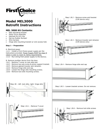 First Choice MEL3000 Retrofit Instructions | Manualzz