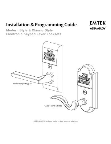 Emtek Classic Style Installation & Programming Manual | Manualzz