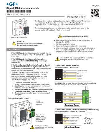 Georg Fischer Signet 9900 Instruction Sheet | Manualzz