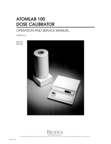 biodex ATOMLAB 100 Operation And Service Manual | Manualzz