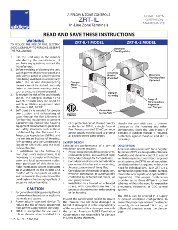 aldes ZRT-IL Installation Operation & Maintenance | Manualzz