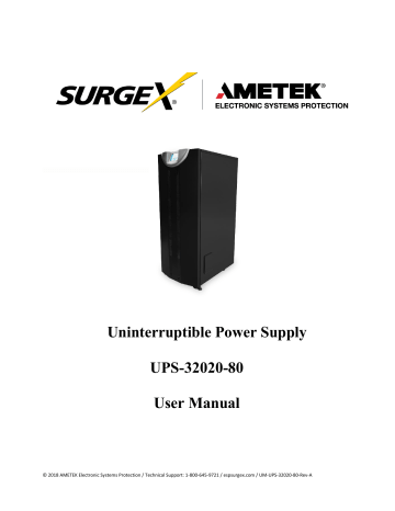 AMETEK Electronic Systems SURGEX UPS-32020-80 User Manual | Manualzz