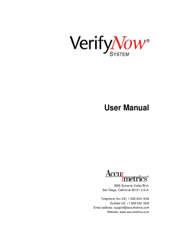 Accumetrics VerifyNow - User manual, Instructions for use